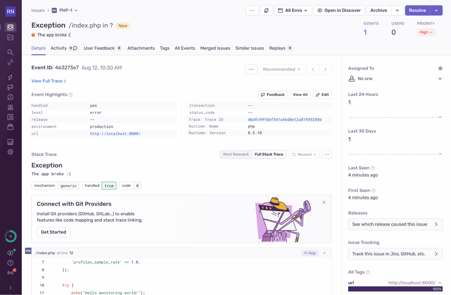 【PHP】デバッグとログの方法 - Sentry